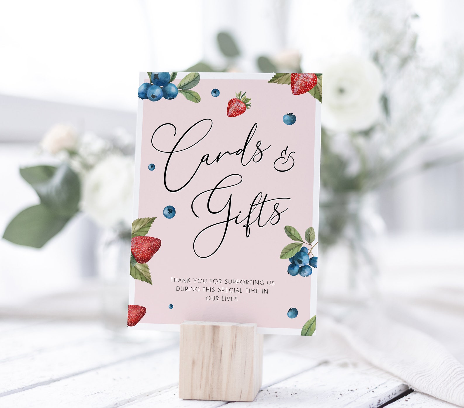 Strawberry Cards & Gifts Editable Sign Template Berry Sweet | Etsy