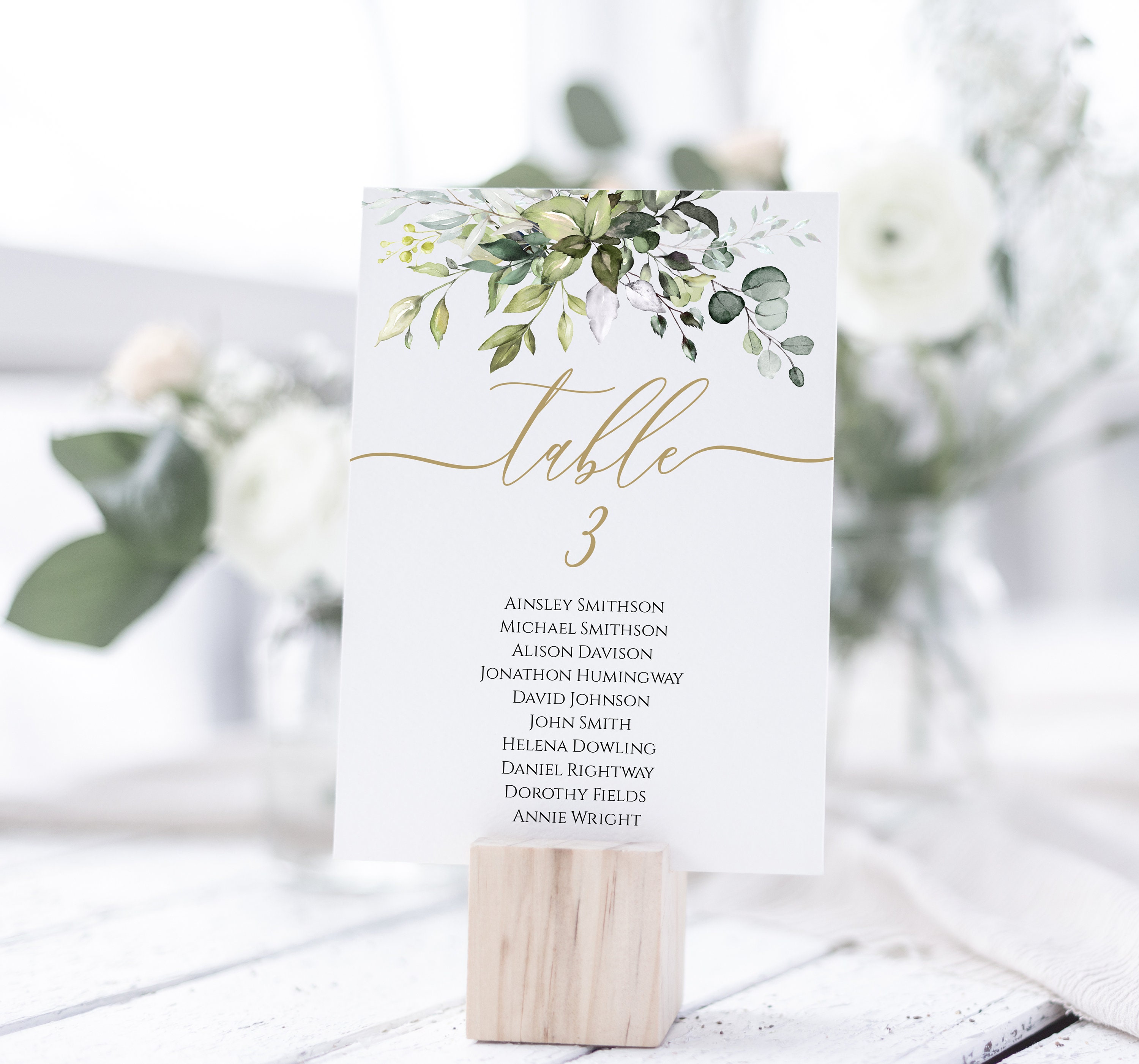 Rustic Seating Chart Template, Greenery, Editable Hanging Seating Cards ...