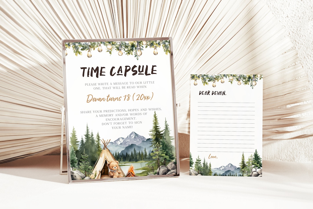 One Happy Camper Time Capsule Sign Template, Mountain Time Capsule ...