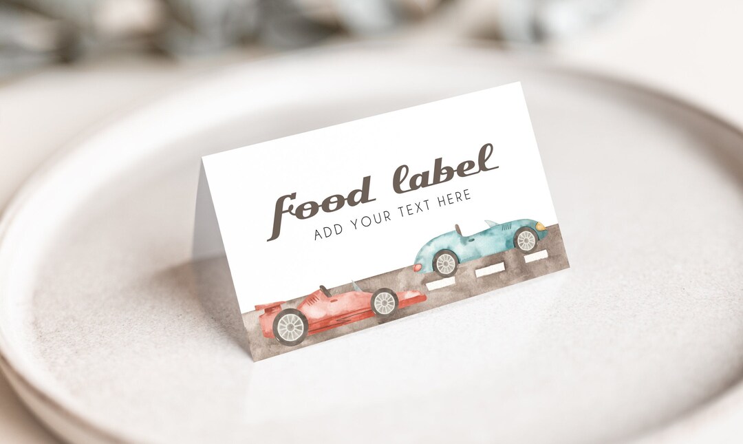 Race Car Editable Food Label Card Template, Car Themed Birthday Party ...