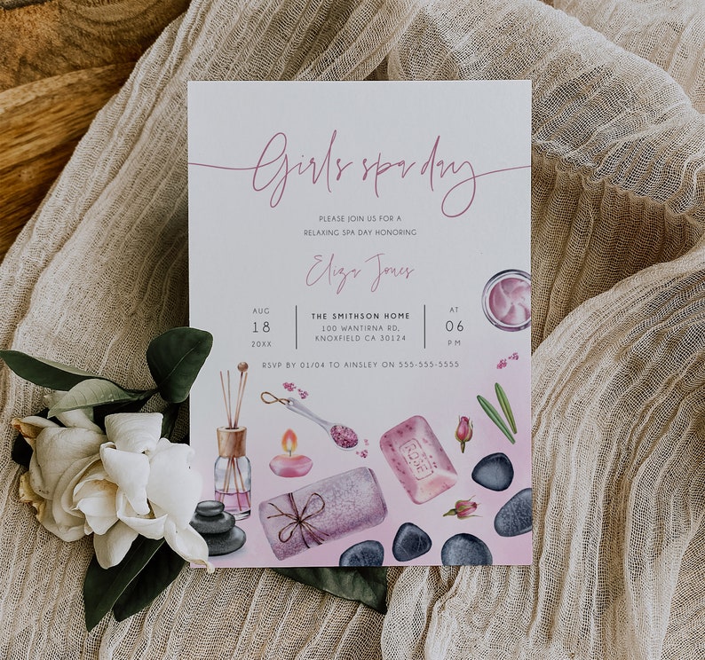 Girls Spa Night Invitation Template Girls Pamper Party - Etsy