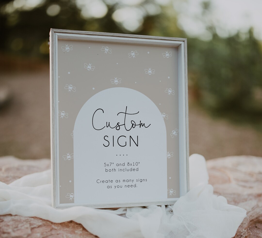 Bee Custom Sign Template, Little Babee Baby Shower Editable Sign ...