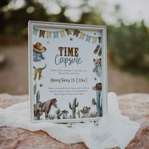 First Rodeo Time Capsule Sign Template, Cowboy 1st Birthday Party Time ...