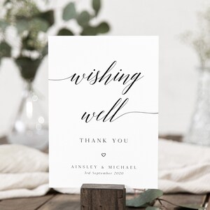 Rustic Wishing Well Wedding Sign Template, Editable Sign, Wedding ...
