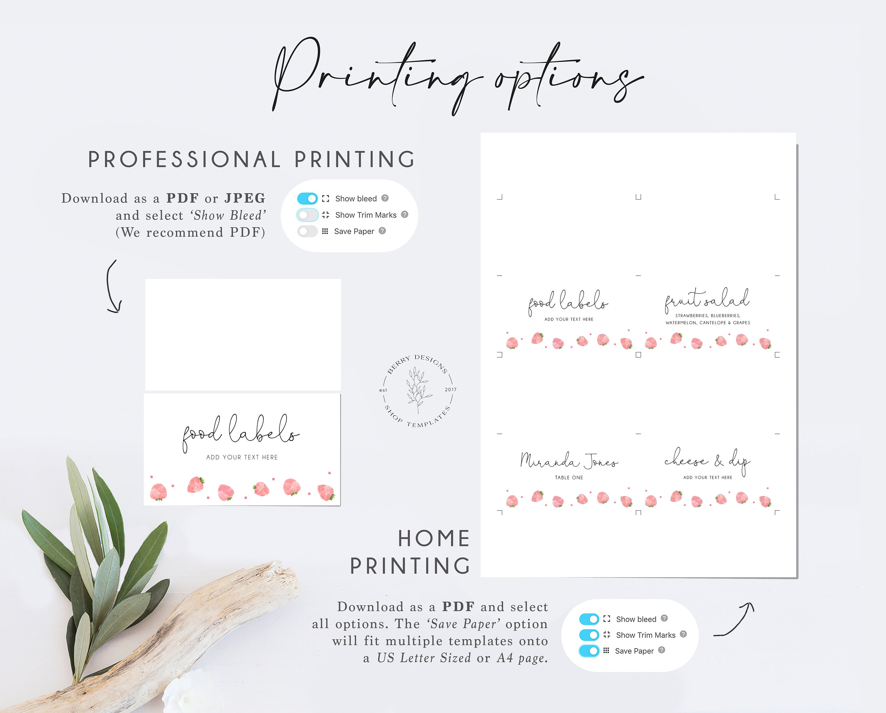 Strawberry Food Label Template Berry First Birthday Editable | Etsy