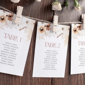 Boho Floral Wedding Seating Chart Template, Bohemian Wedding Seating ...