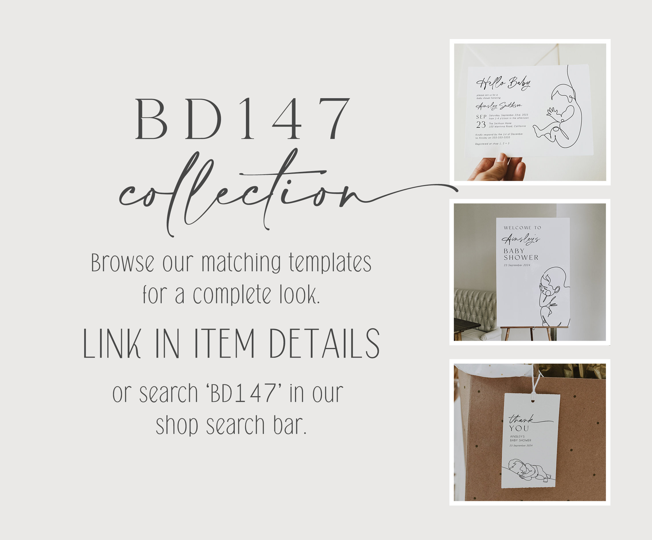Minimalist Baby Line Art Welcome Sign, Modern Baby Shower Sign, Instant ...