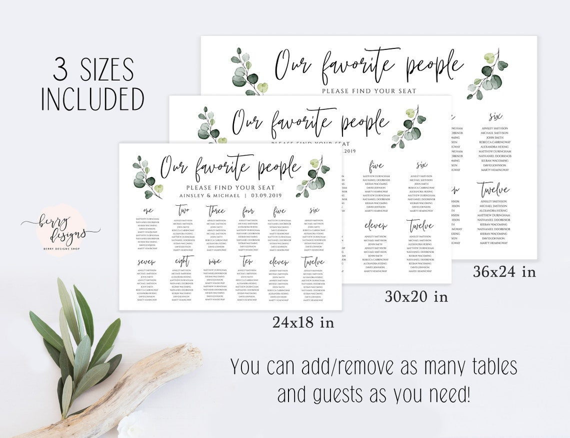 Wedding Seating Chart Poster Template Editable Our Favorite | Etsy