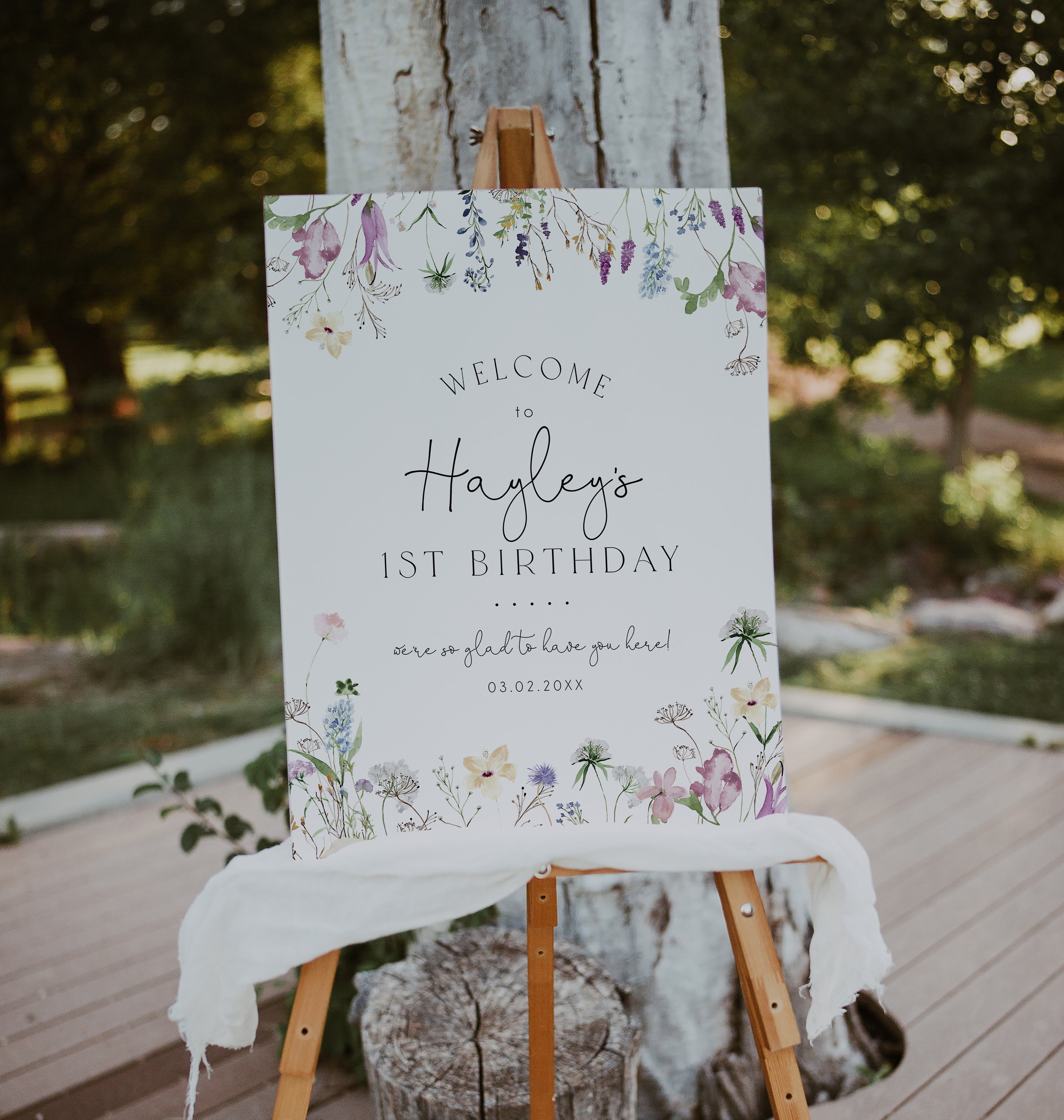 Wildflower Welcome Sign Template Girl 1st Birthday Large | Etsy