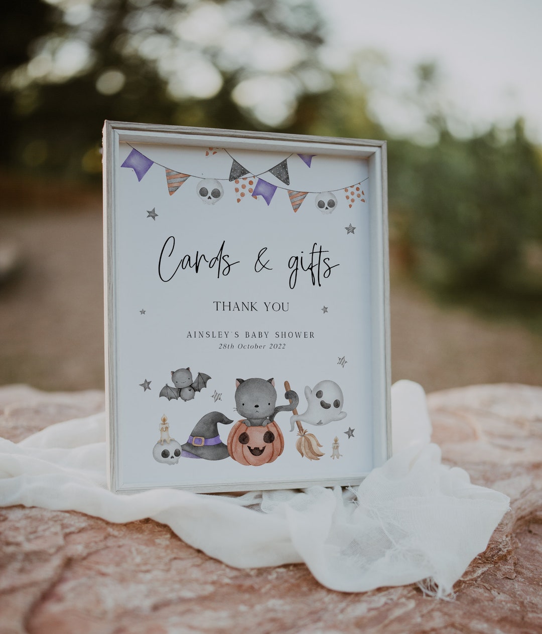 Halloween Cards & Gifts Baby Shower Editable Sign, Fall Baby Shower ...