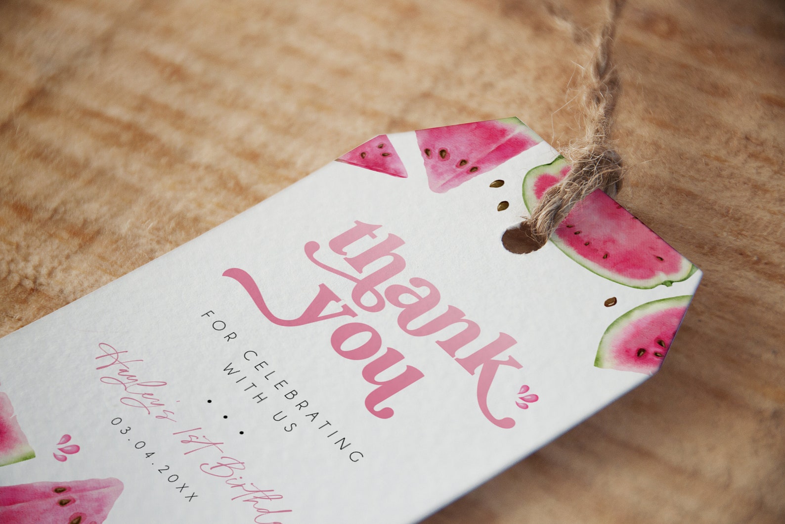 Watermelon Thank You Gift Tag Template, One in A Melon Birthday Party ...