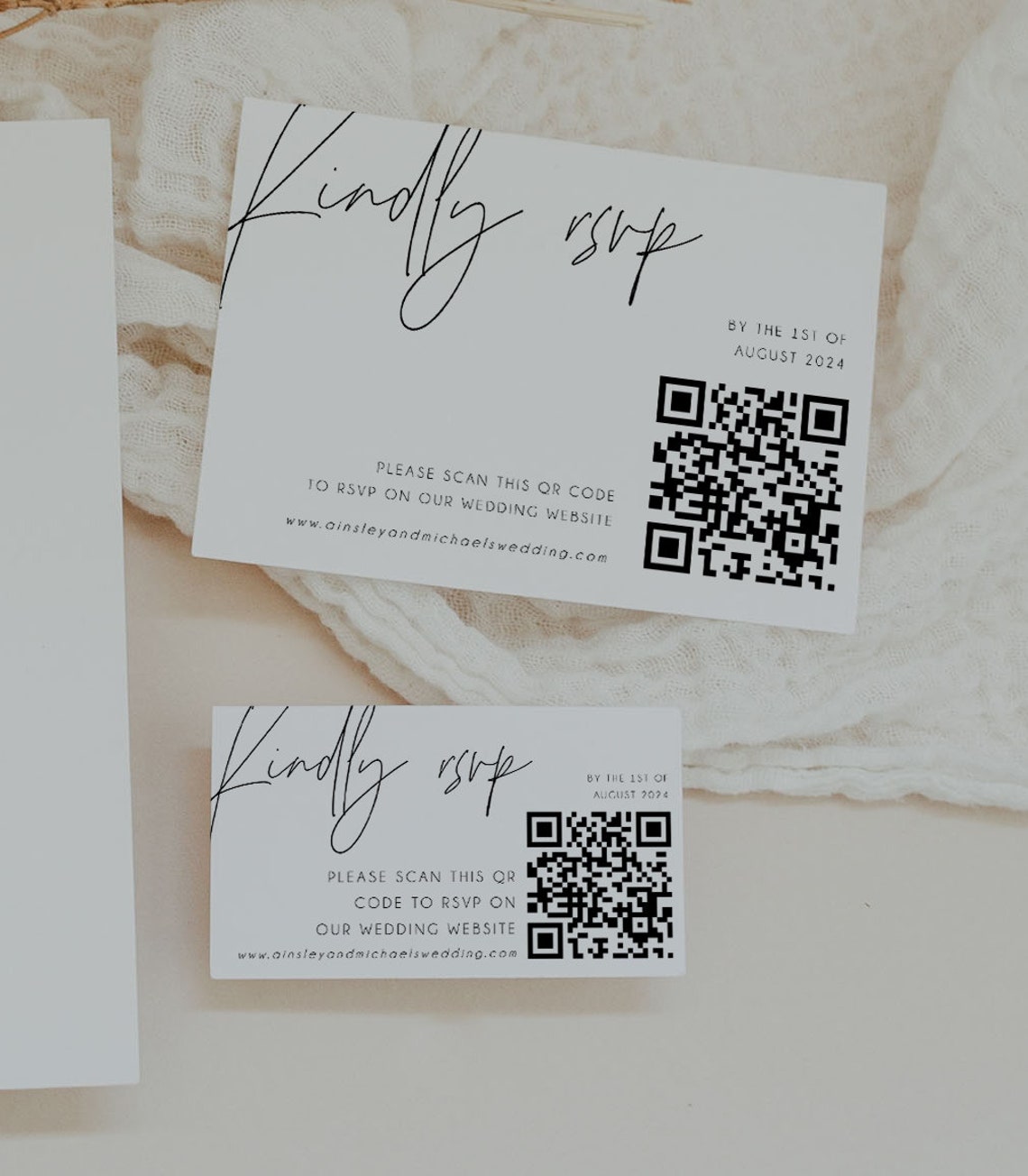 Modern Minimalist QR Code Wedding RSVP Card Online Reply Card | Etsy