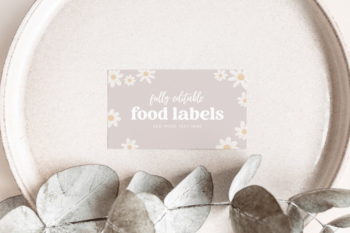 Daisy Food Labels & Name Cards Template Bohemian Daisy - Etsy