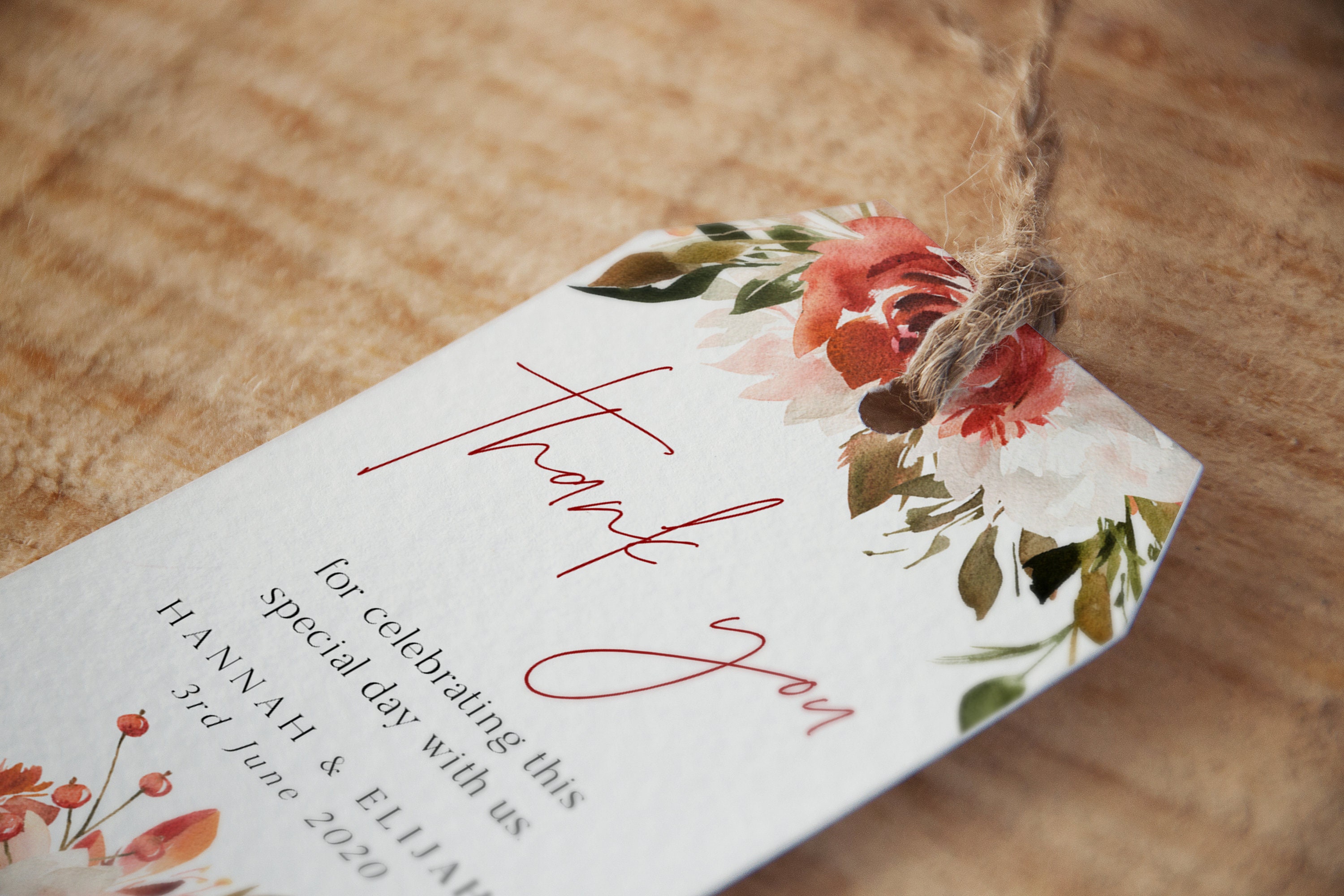 Rustic Fall Thank You Gift Tag Template, Autumn Wedding Favors ...
