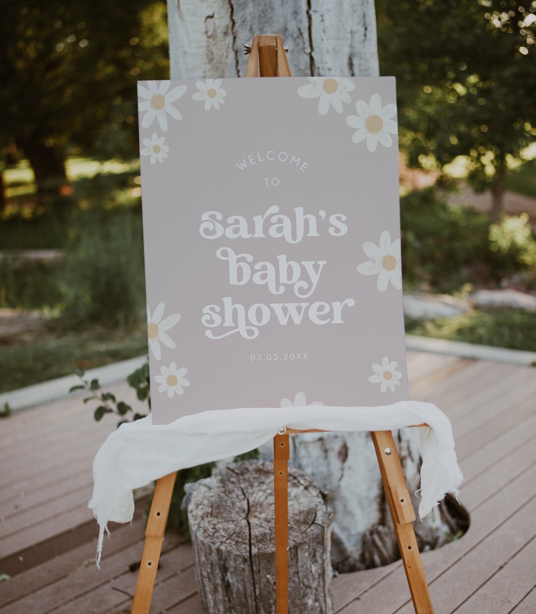 Daisy Welcome Sign Template, Bohemian Daisy Baby Shower Signage ...