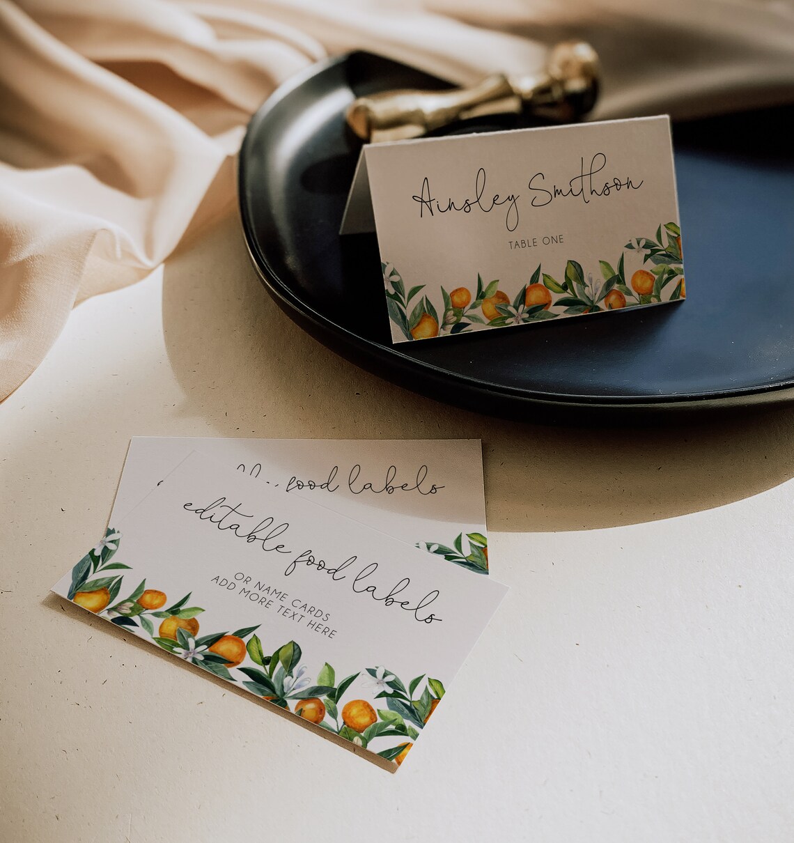 Little Cutie Food Labels Editable Template Orange Name Cards - Etsy