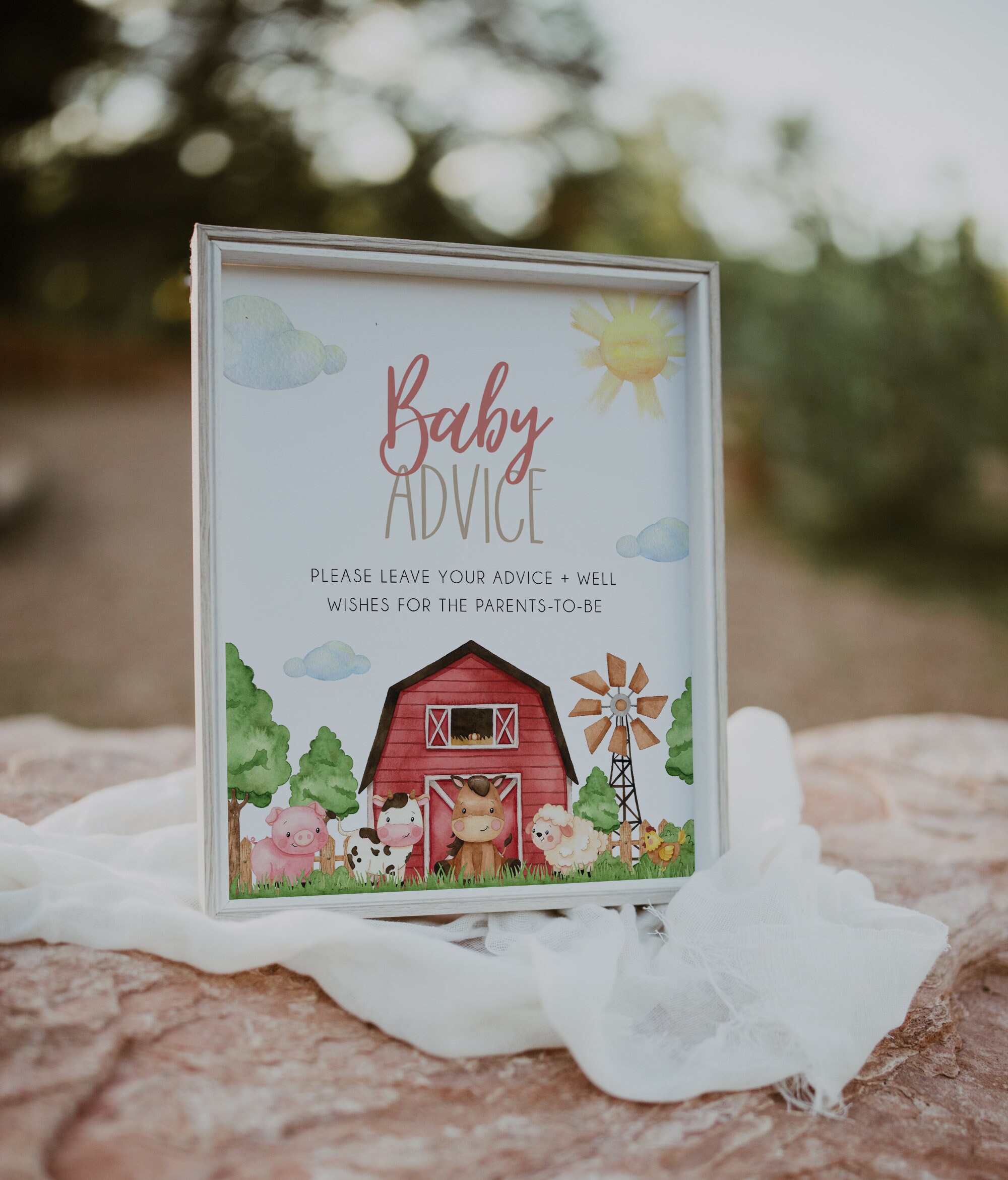 Farm Baby Advice Sign, Farm Animals Baby Shower Editable Sign, Instant ...