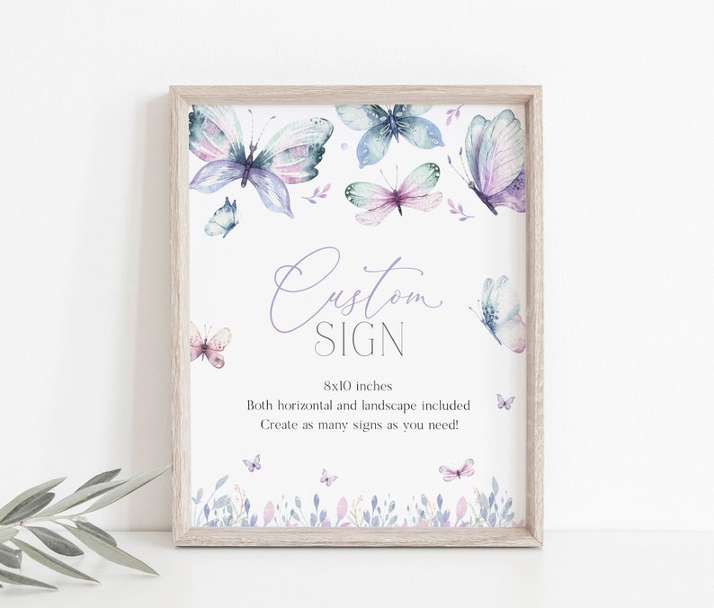 Butterfly Custom Baby Shower Sign Editable Sign Template - Etsy