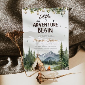 Let the Adventure Begin Baby Shower Invitation Bundle, Adventure Awaits ...
