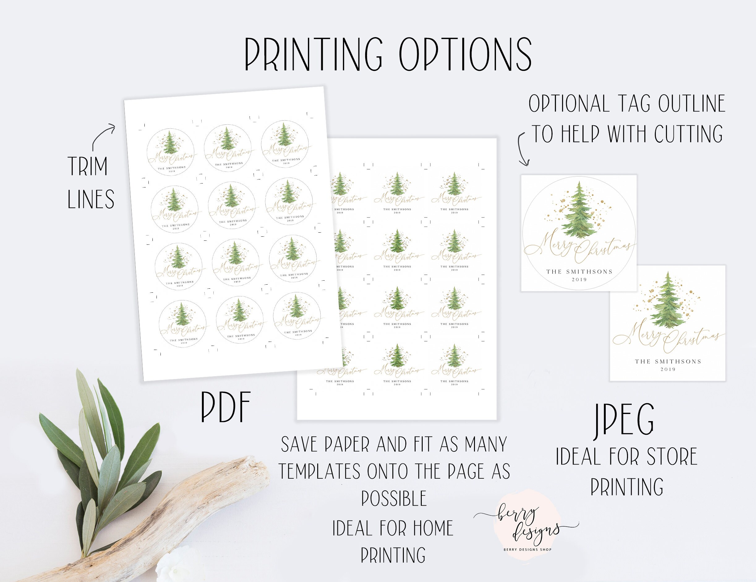 Rustic Christmas Tag Editable Template, Personalised Christmas Favor ...