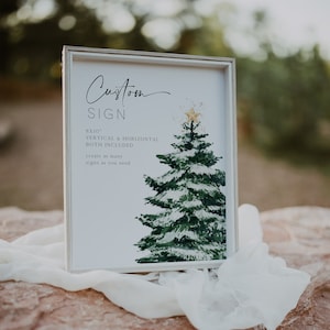 Holiday Christmas Custom Sign Template, Christmas Tree Signage ...