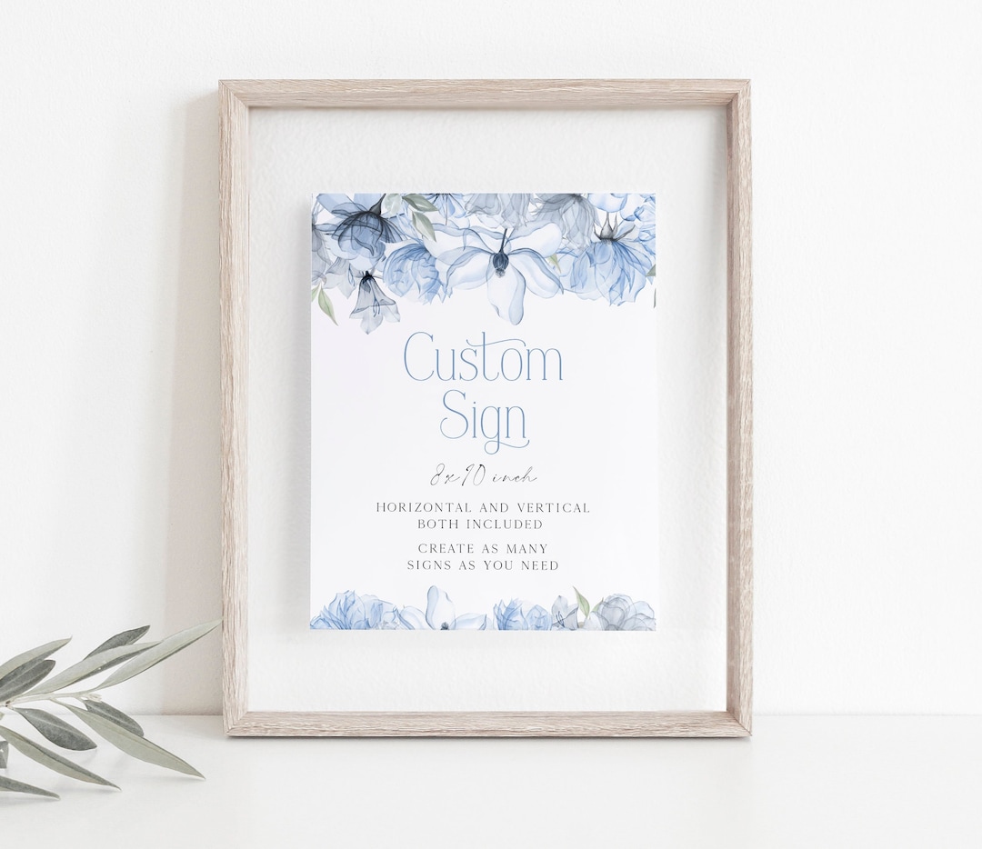 Dusty Blue Custom Sign Template, Bohemian Personalised Sign, Blue ...