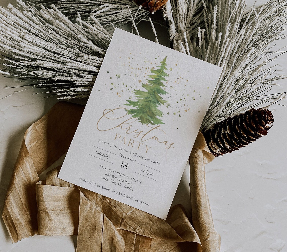 Holiday Christmas Party Invitation Christmas Tree Invitation - Etsy