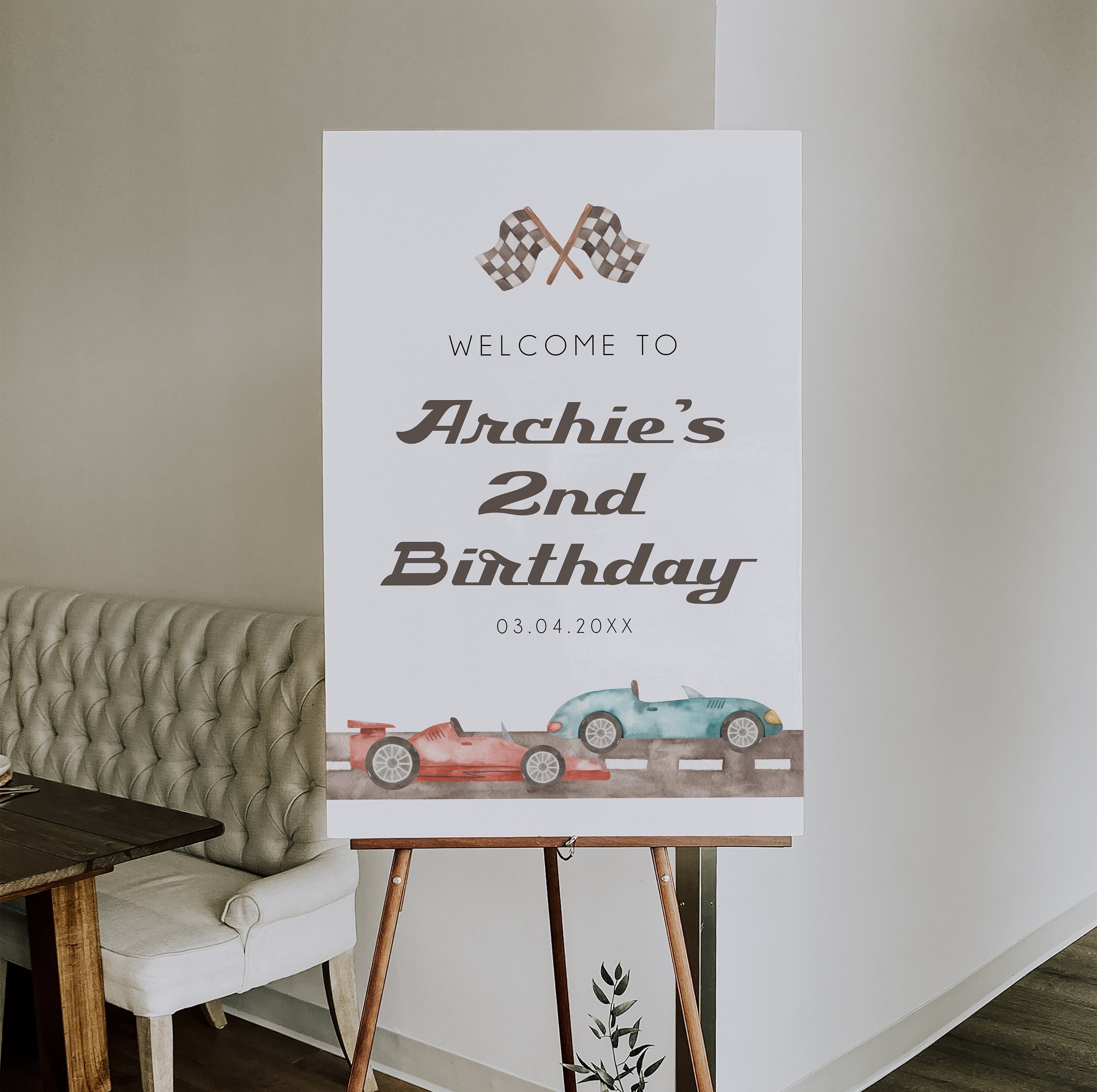 Racing Car Birthday Welcome Sign Two Fast Birthday Party - Etsy