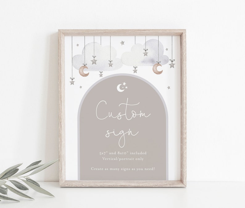 Moon & Stars Editable Custom Sign Template, Twinkle Twinkle Little Star ...