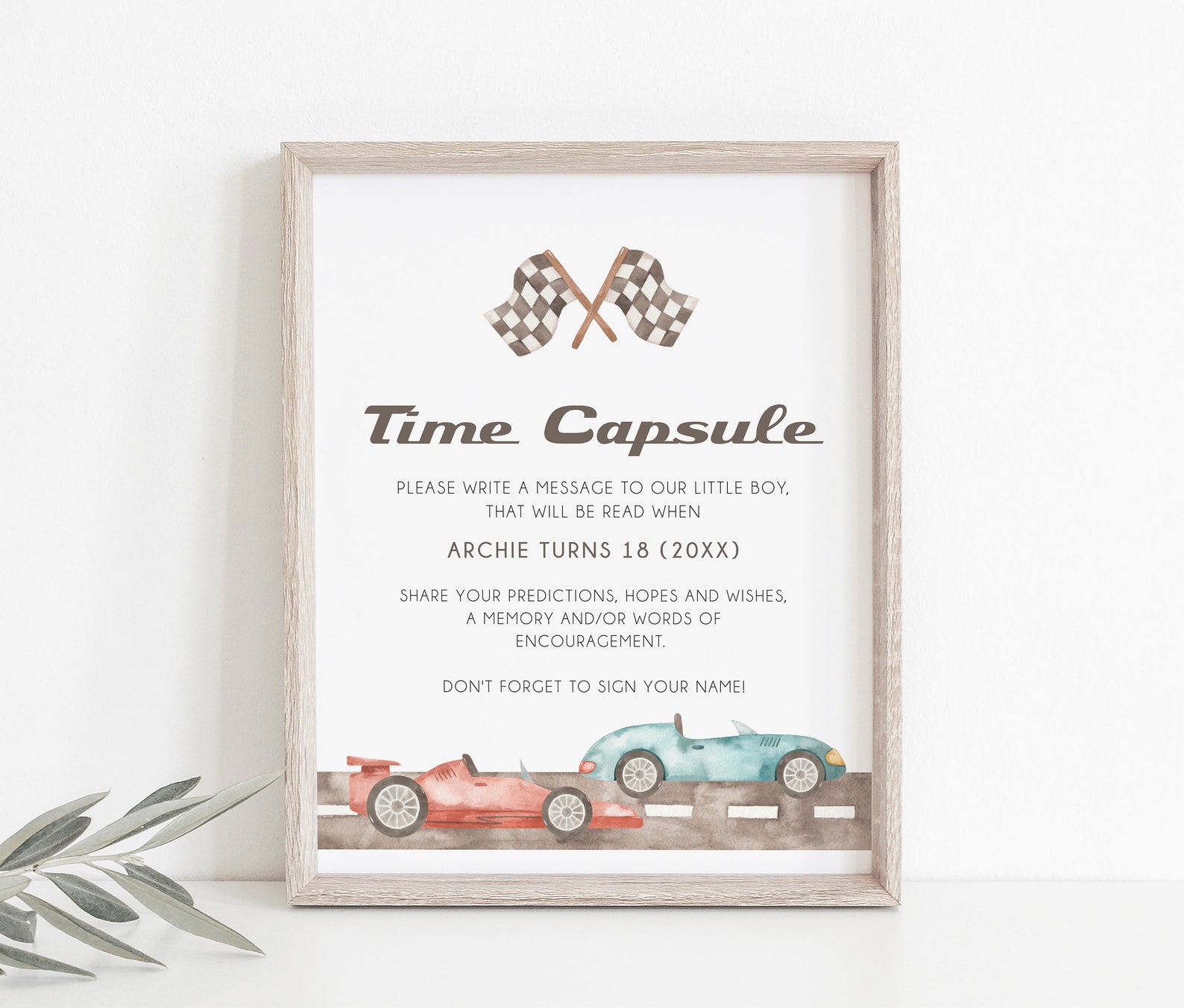 Race Car Time Capsule Sign Template Race Car Birthday Sign - Etsy