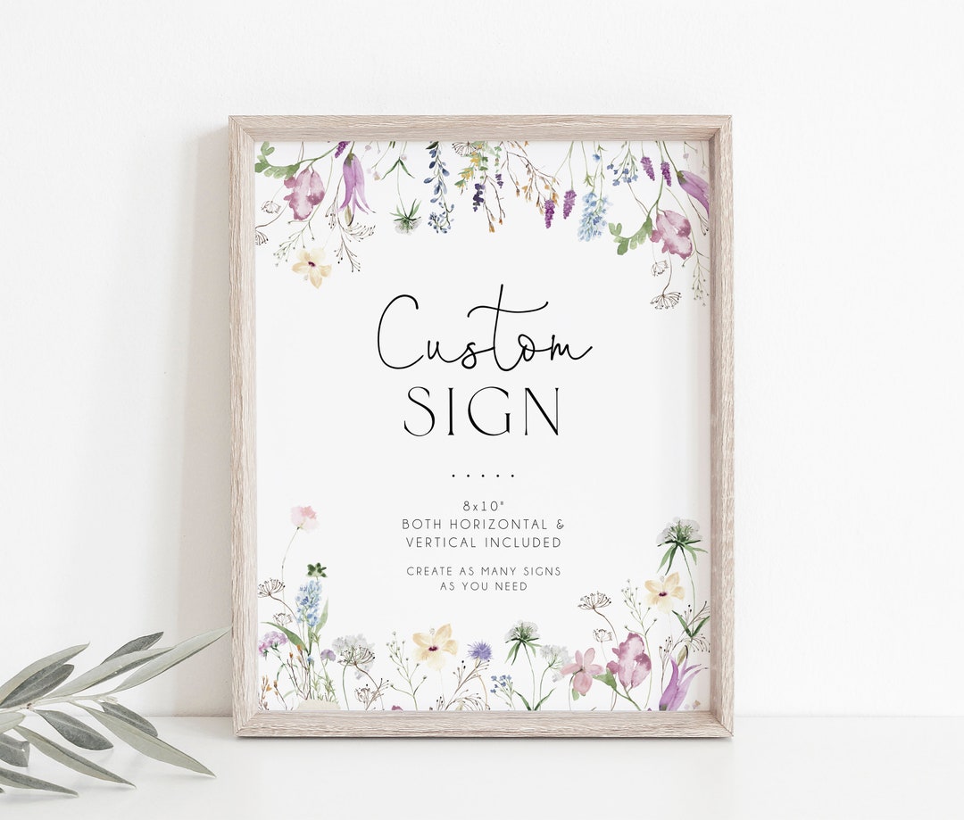 Wildflower Custom Sign Template, Wildflower Editable Sign, Floral Girl ...