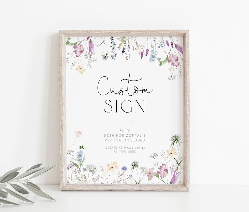 Wildflower Custom Sign Template, Wildflower Editable Sign, Floral Girl ...