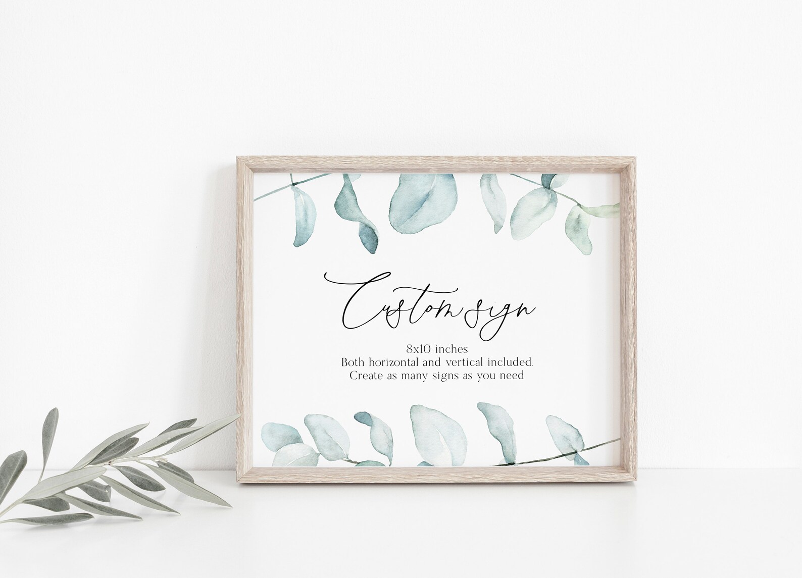 Eucalyptus Custom Sign Editable Template Watercolor Greenery - Etsy