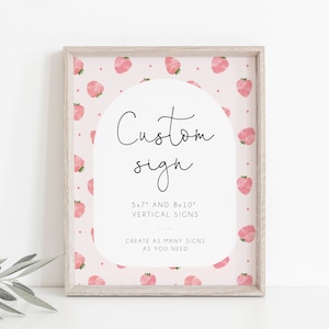 Strawberry Custom Sign Template, Berry First Editable Sign, Strawberry ...