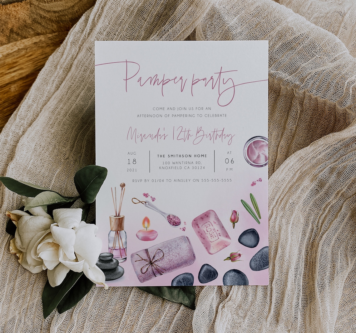 Girls Pamper Party Invitation Template Spa Party Birthday - Etsy