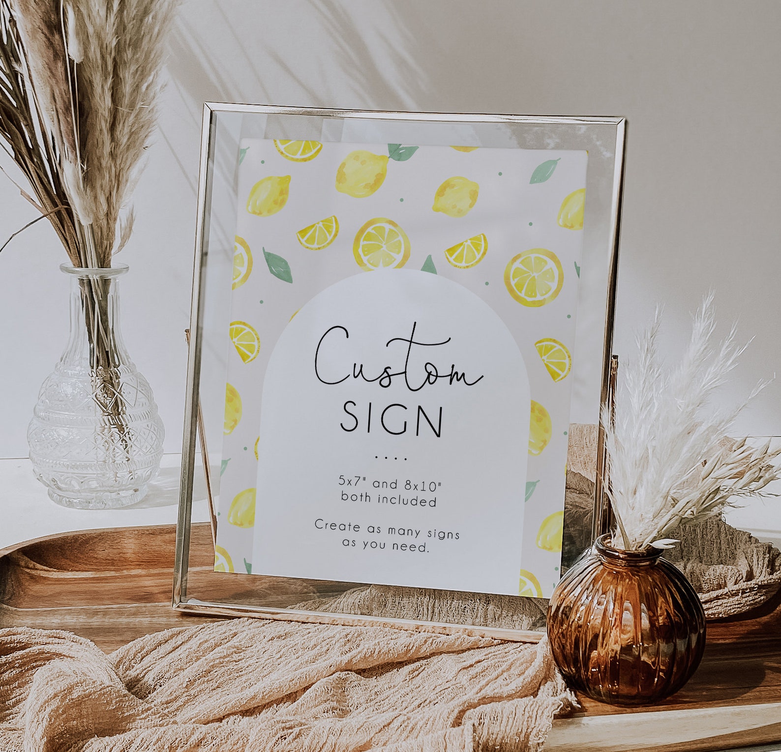 Lemon Custom Sign Template, Editable Sign Template, Citrus Bridal ...
