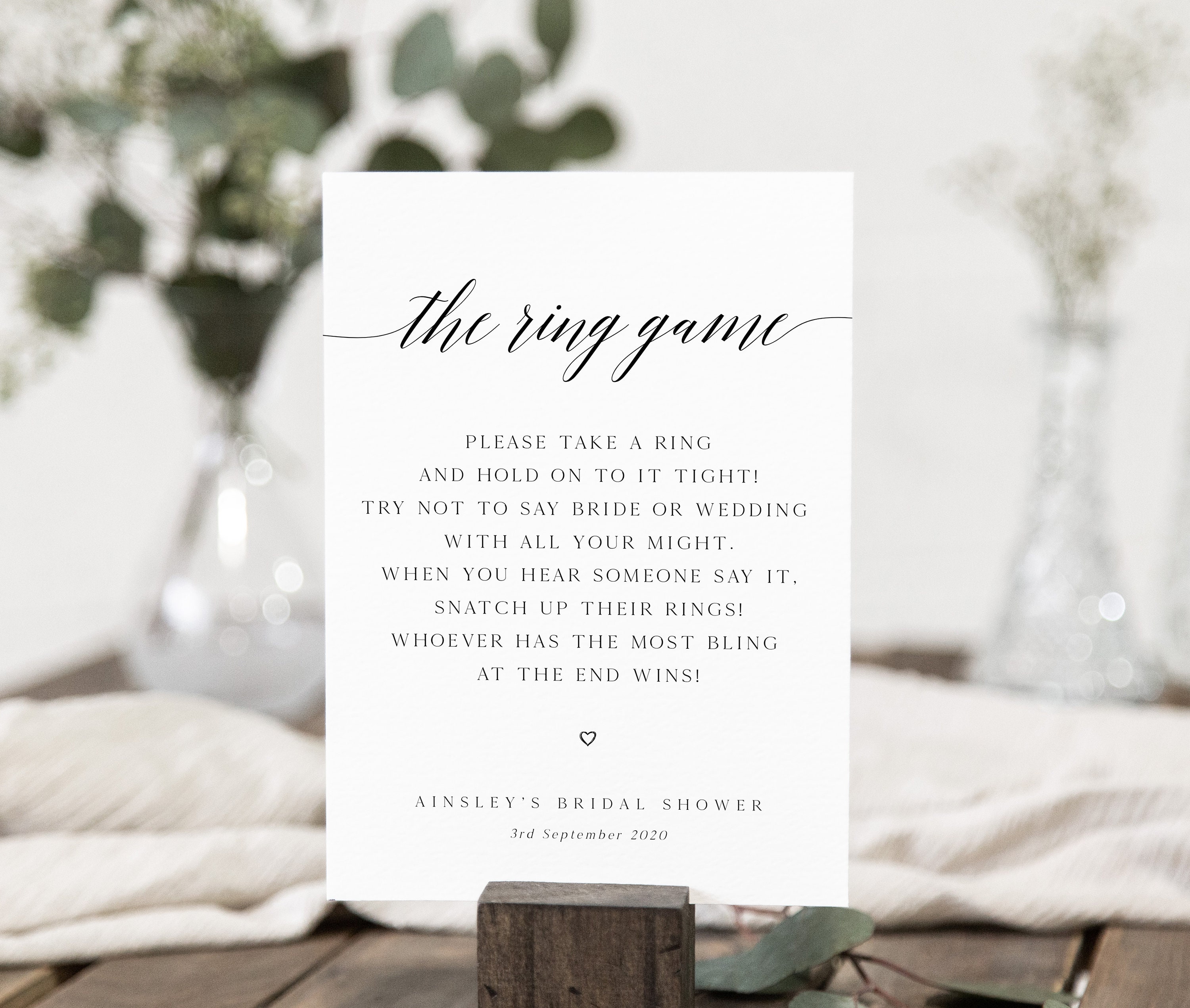 Rustic The Ring Game Bridal Shower Sign Bridal Shower Game | Etsy