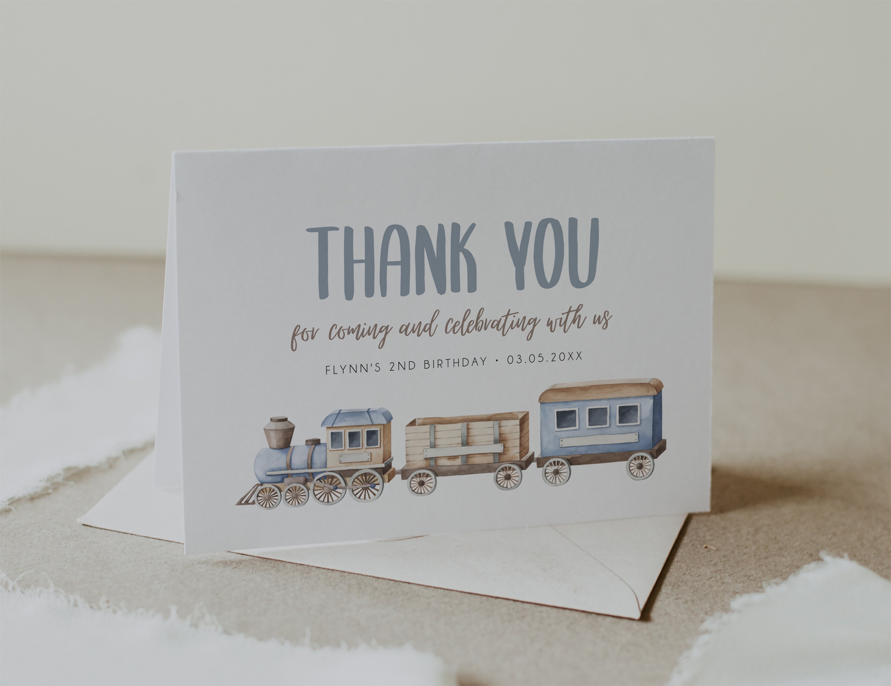 Train Thank You Card Template, Chugga Two Two Birthday Party Thank You ...