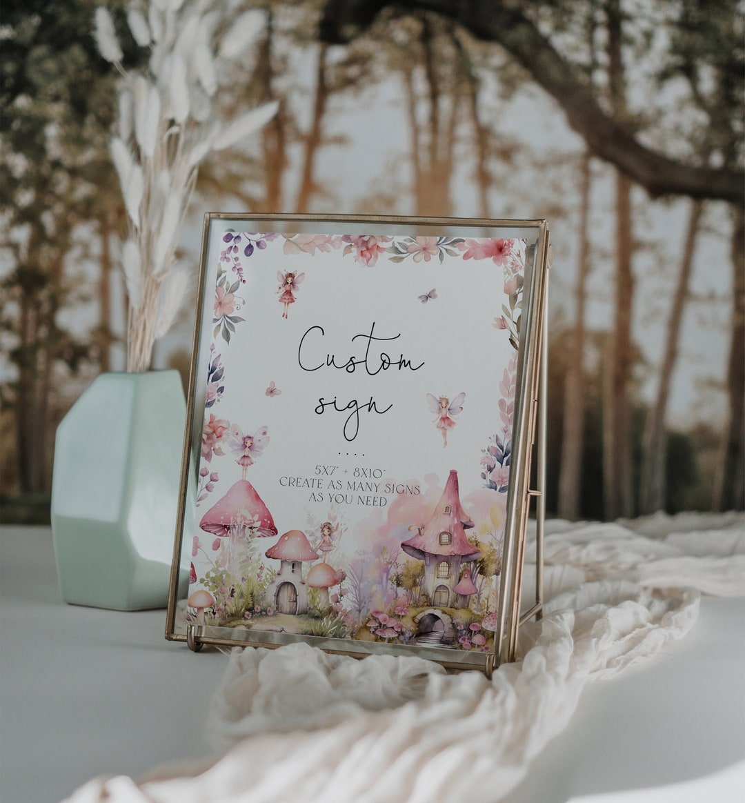 Fairy Birthday Custom Sign Editable Template, Fairy Birthday Editable ...