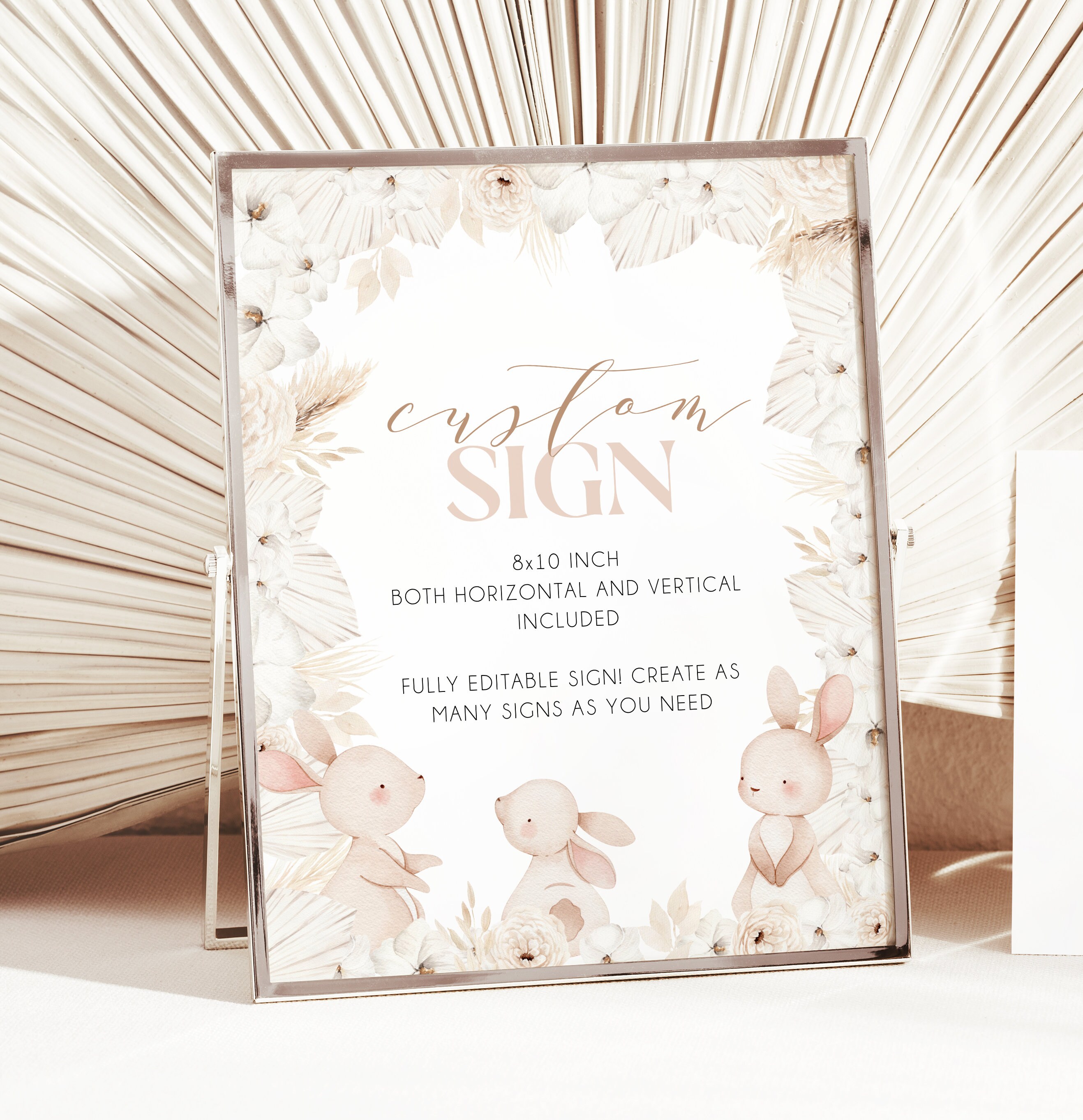 Bunny Fully Editable Custom Sign Template Somebunny is One - Etsy