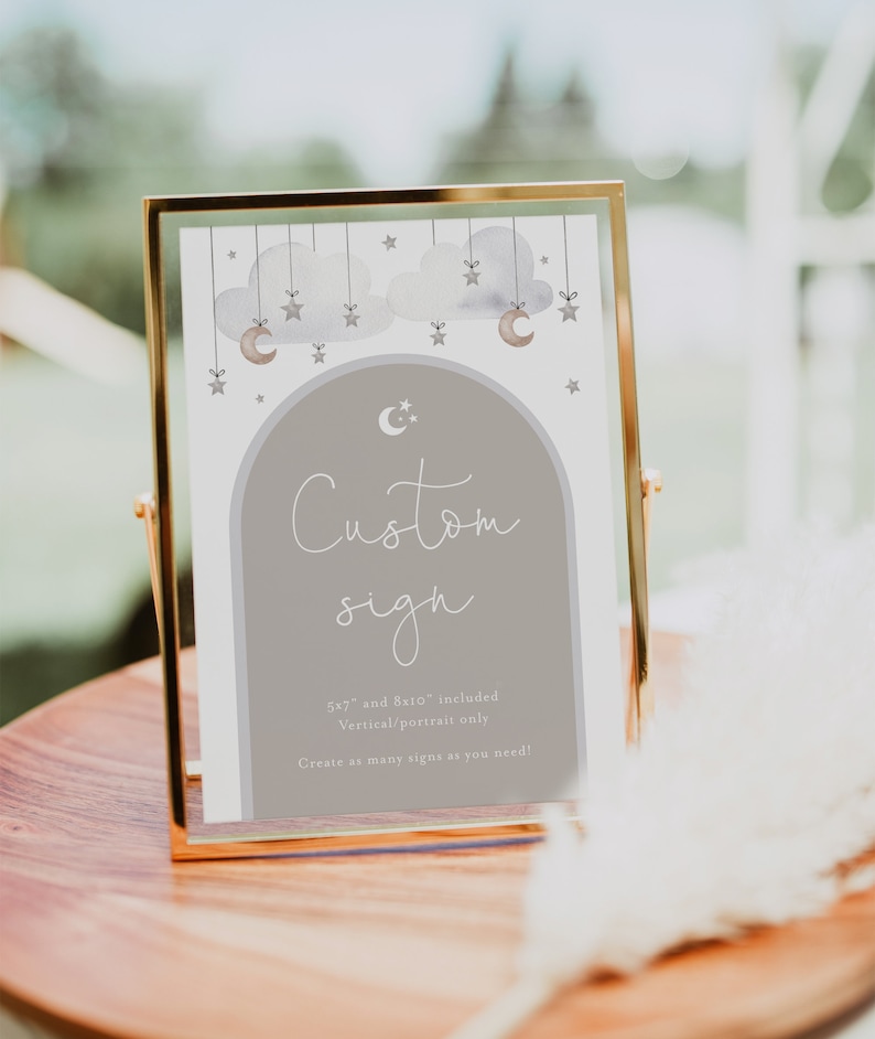 Moon & Stars Editable Custom Sign Template, Twinkle Twinkle Little Star ...