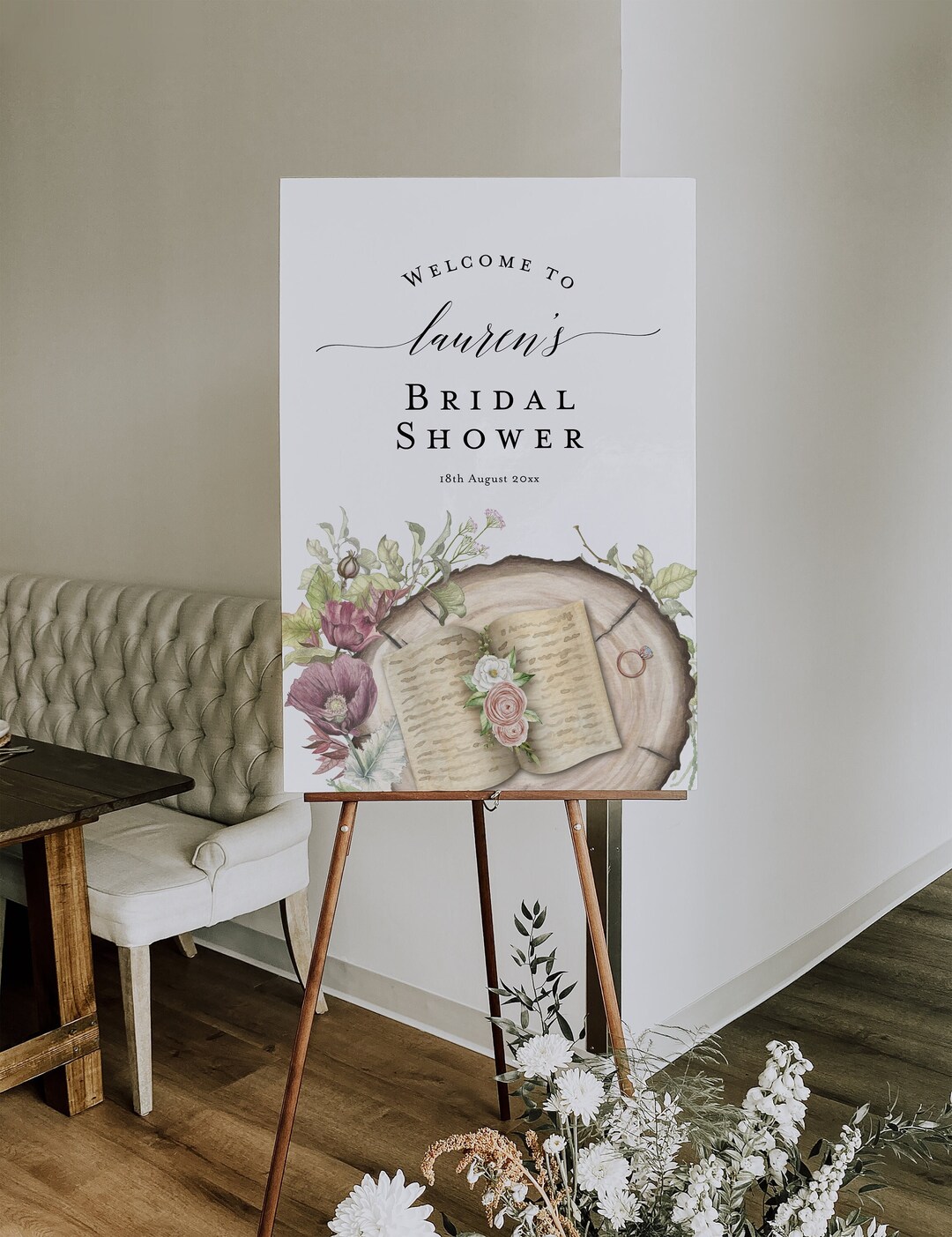 Storybook Welcome Sign Template, A New Chapter Book Themed Bridal ...