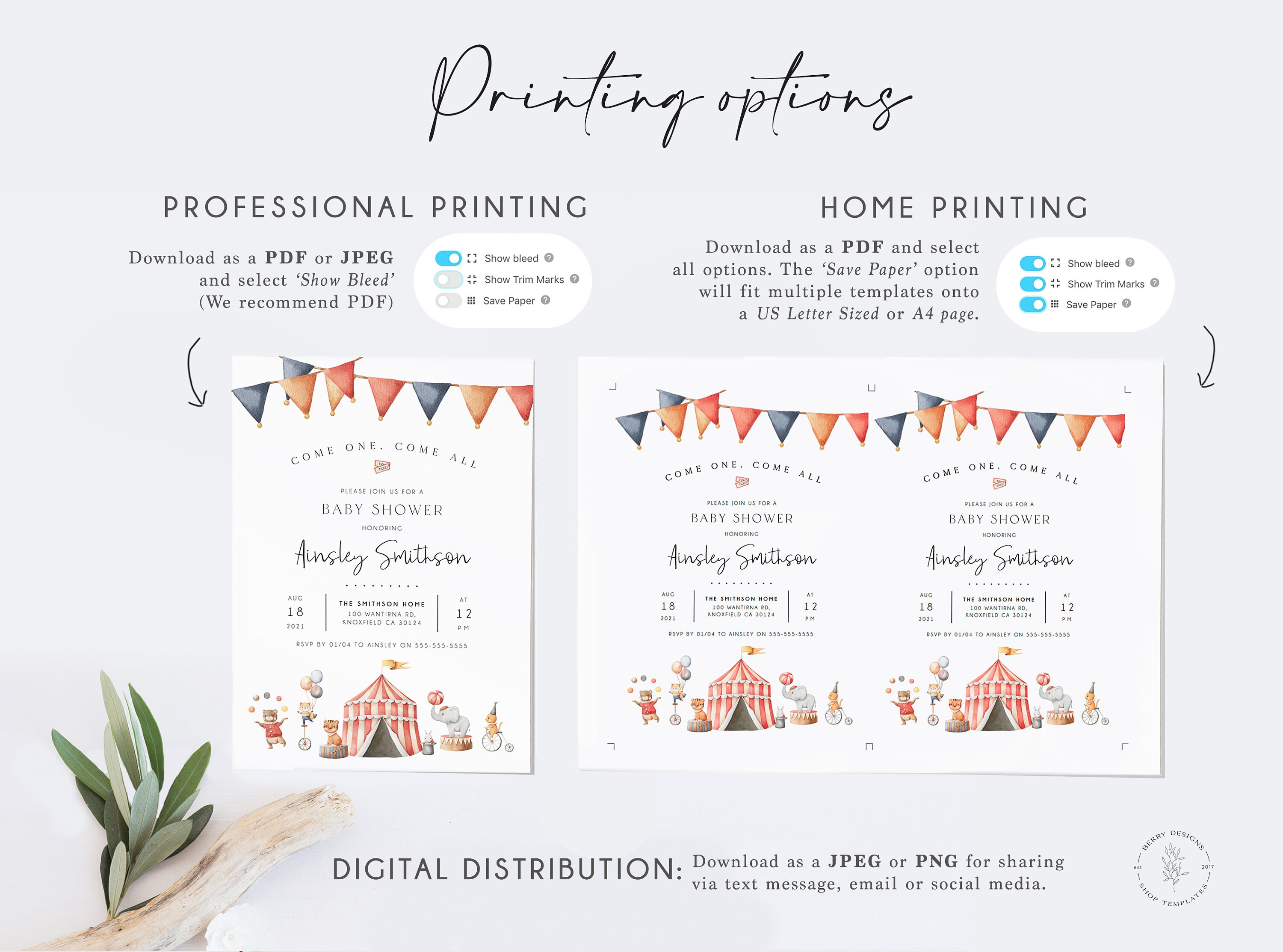 Circus Baby Shower Invitation Template, Carnival Themed Baby Shower ...