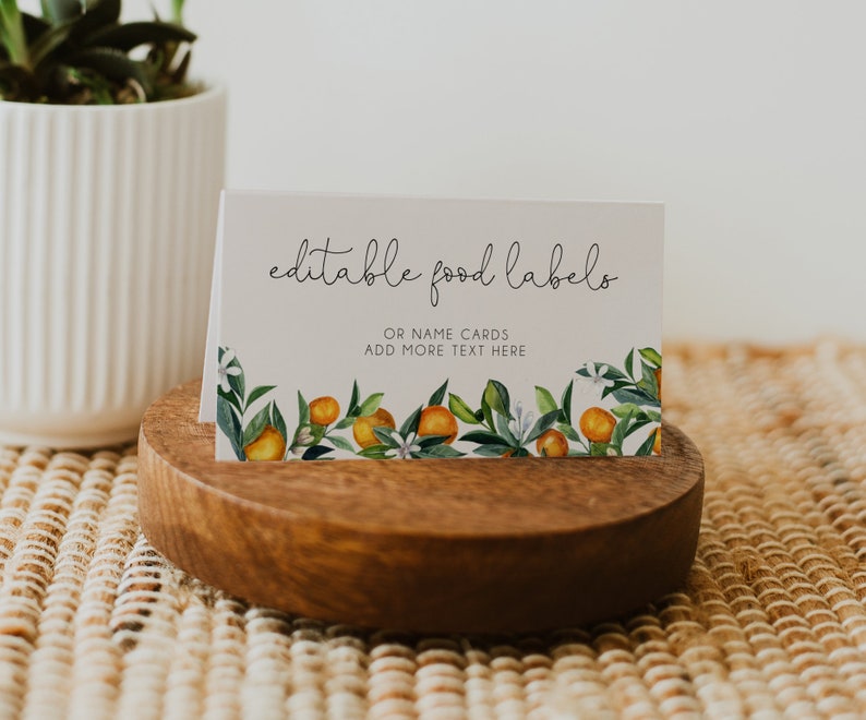 Little Cutie Food Labels Editable Template Orange Name Cards - Etsy