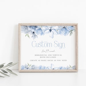 Dusty Blue Custom Sign Template, Bohemian Personalised Sign, Blue ...