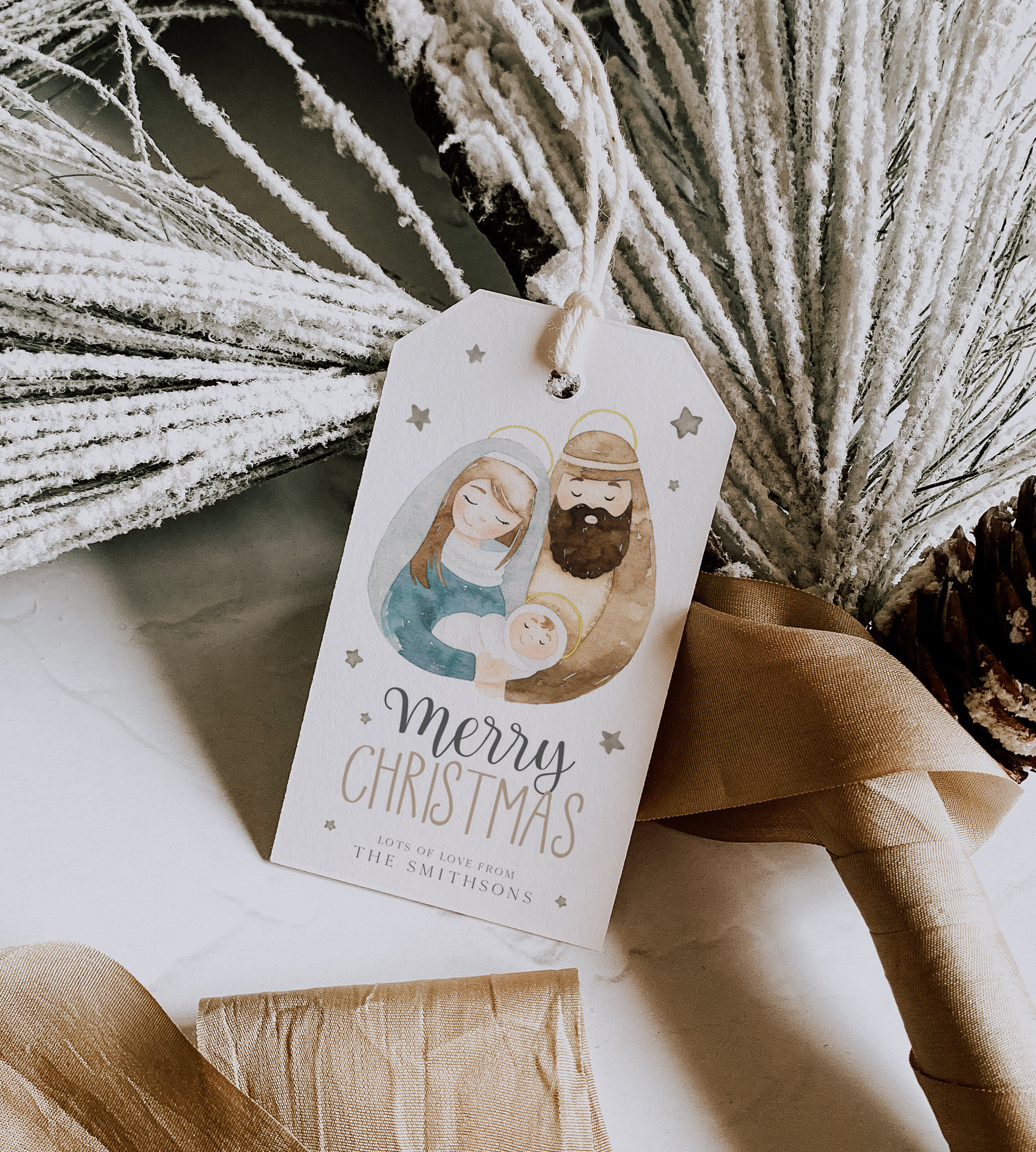 Nativity Christmas Gift Tag Editable Christmas Favors Tag - Etsy