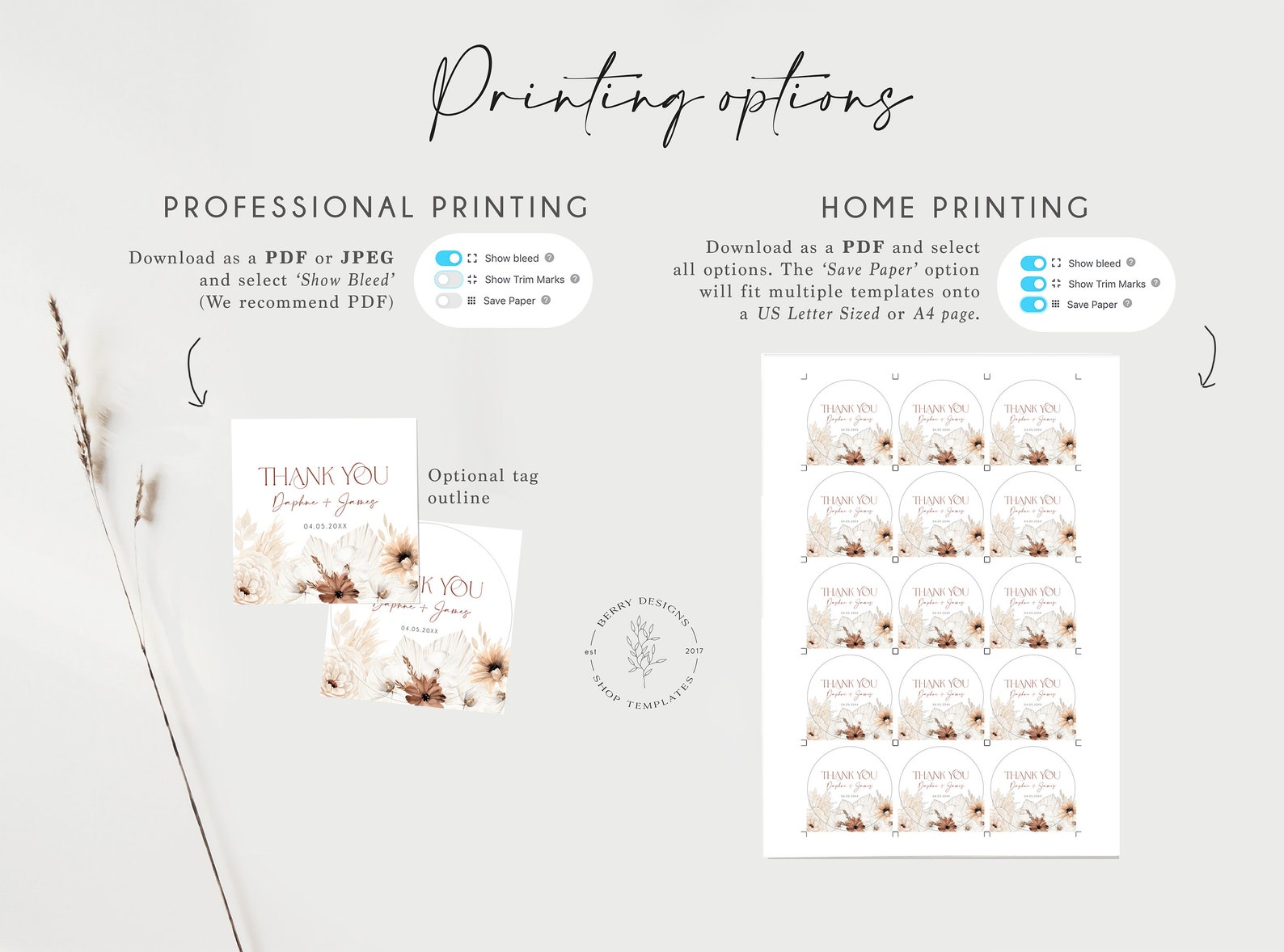 Round Boho Floral Wedding Favor Tag Template Bohemian Wedding - Etsy