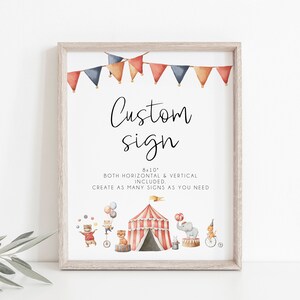 Circus Custom Sign Template, Circus Birthday Party Editable Sign ...