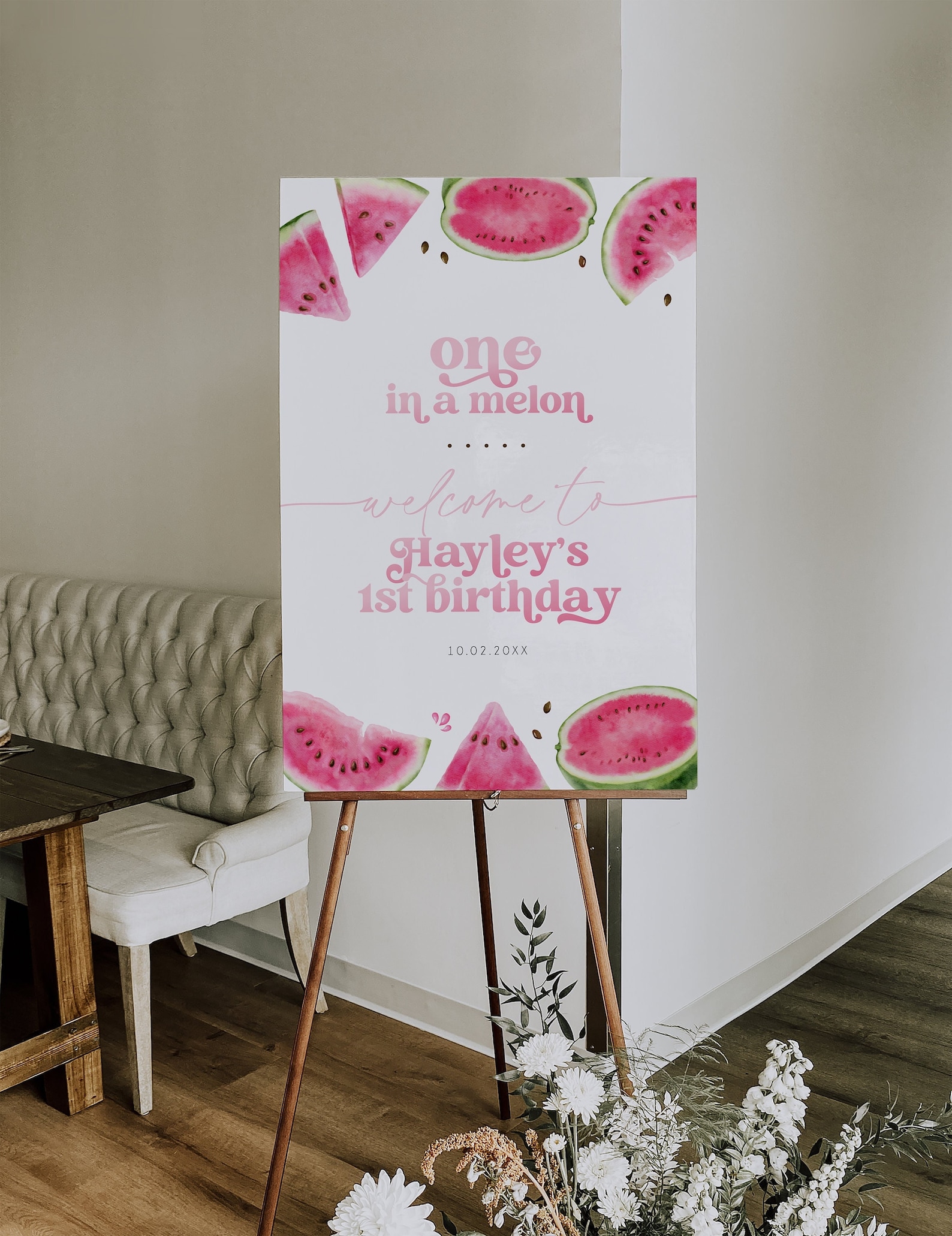 Watermelon Welcome Sign Template One in a Melon Welcome Sign - Etsy