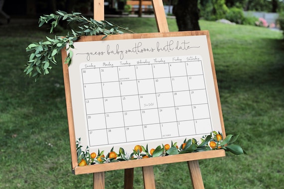 Little Cutie Due Date Calender Sign Template Orange Guess - Etsy